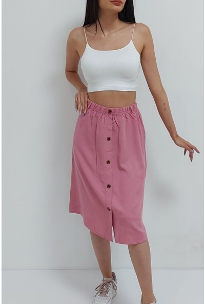 Bkmc Önden Düğmeli Etek Pembe Bkmc Önden Düğmeli Etek Pembe