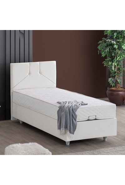 Cesur Wick Tek Kişilik Baza Başlık Letto Yatak Seti Beyaz