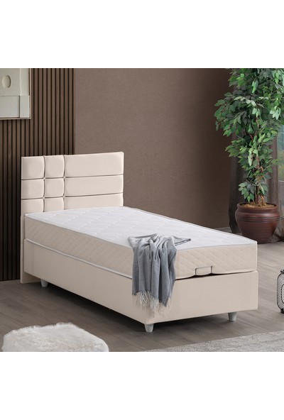 Cesur Almada Tek Kişilik Baza Başlık Letto Yatak Seti Krem Cesur Almada Tek Kişilik Baza Başlık Letto Yatak Seti Krem