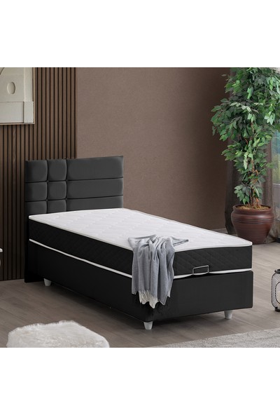 Cesur Almada Tek Kişilik Baza Başlık Letto Yatak Seti Antrasit