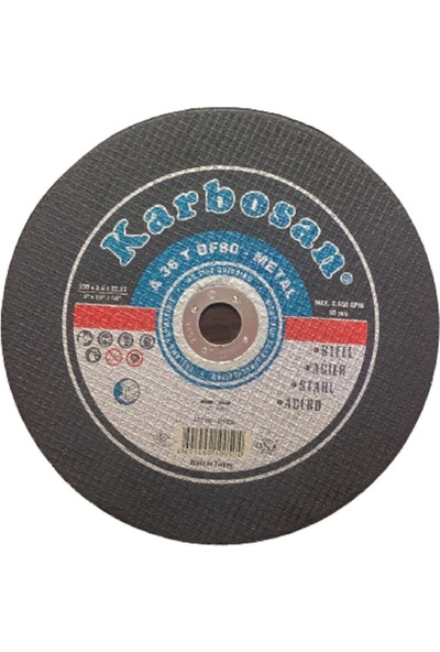 Karbosan A36 T BF80 Metal Kesme Taşı 230X3.0X22.23 mm