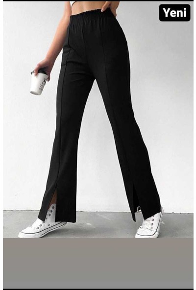 Rüyam Yırtmaclı Cepli Yükek Bel Bayan Pantolon