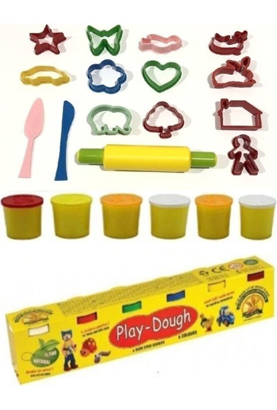 Play Dough Oyun Hamuru 6 ' Lı ve Oyun Hamuru Kalıbı Seti Hediyeli 15 Parça Play Dough Oyun Hamuru 6 ' Lı ve Oyun Hamuru Kalıbı Seti Hediyeli 15 Parça