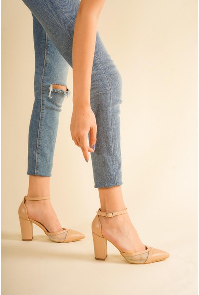 Trend Passion Bayan Nut Sivri Burun Tüllü Yüksek Topuklu Ayakkabı Trend Passion Bayan Nut Sivri Burun Tüllü Yüksek Topuklu Ayakkabı