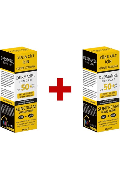 Dermanel Nemlendirici ve Aydınlatıcı Spf 50+ Güneş Kremi 50 ml 2'li Set
