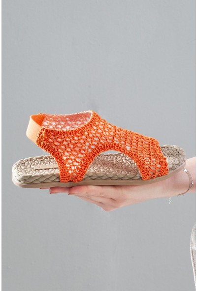 Adım Adım Kadın Turuncu Örgü Sandalet