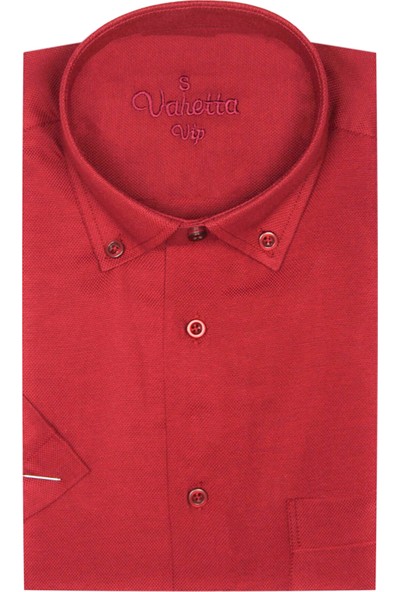Varetta Erkek Kırmızı Kısa Kollu Klasik Kesim Pamuk Saten Gömlek Varetta Erkek Kırmızı Kısa Kollu Klasik Kesim Pamuk Saten Gömlek