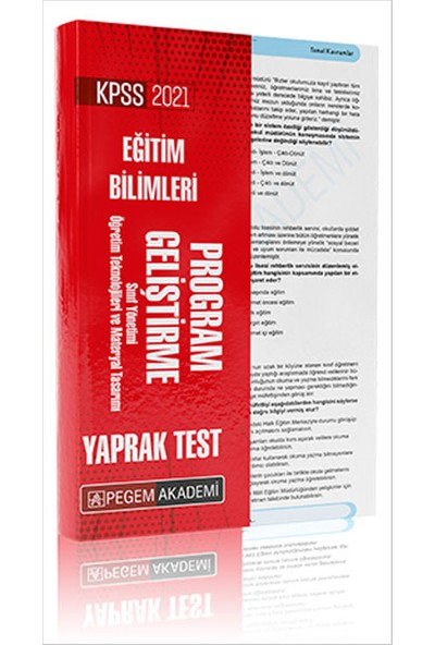 Pegem Akademi Yayıncılık 2021 KPSS Eğitim Bilimleri Program Geliştirme Yaprak Test Pegem Akademi Yayıncılık 2021 KPSS Eğitim Bilimleri Program Geliştirme Yaprak Test