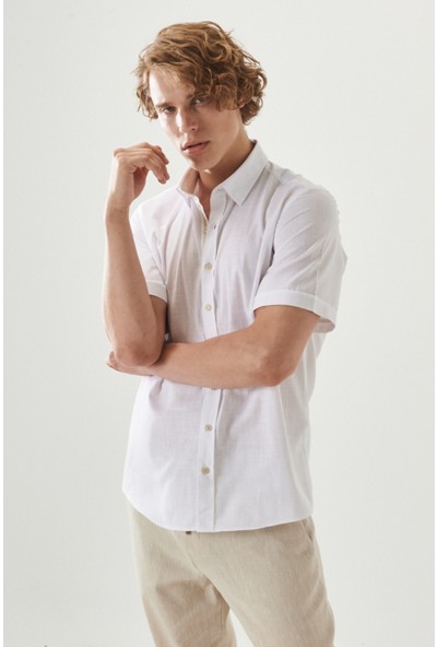 AC&Co / Altınyıldız Classics Slim Fit %100 Pamuk Düğmeli Yaka Flamlı Casual Gömlek AC&Co / Altınyıldız Classics Slim Fit %100 Pamuk Düğmeli Yaka Flamlı Casual Gömlek