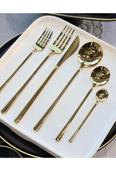 Roy Kıng 36 Prç Parlak Altın Çatal Bıçak Seti