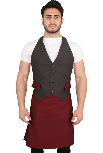 Zenobya Yelekli Garson Önlüğü Bordo Antrasit Y0001 Zenobya Yelekli Garson Önlüğü Bordo Antrasit Y0001