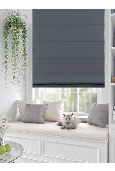 Perdeplus Antrasit Katlamalı Mekanizmalı Fon Perde Roma Perd