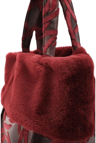 Civetta Kürklü Deri Çanta,bordo,ce-2