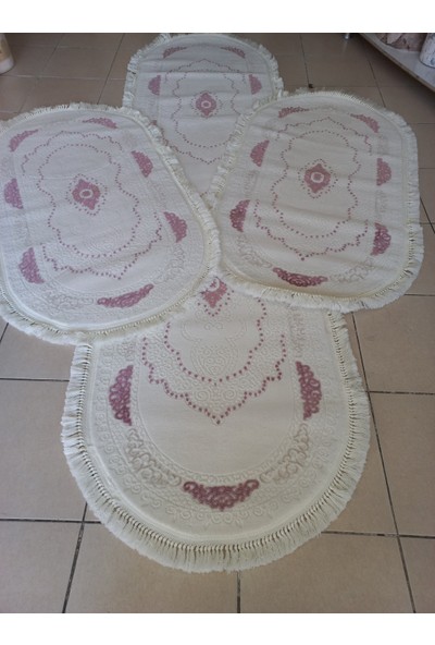 Enva Home %100 Akrilik Iplik Saçaklı Oval Tarzda 3'lü Set Beyaz Yatak Odası Halısı 1126 Pembe Enva Home %100 Akrilik Iplik Saçaklı Oval Tarzda 3'lü Set Beyaz Yatak Odası Halısı 1126 Pembe