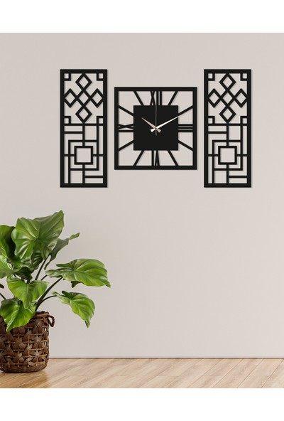 Derin Concept 3 Parça Ahşap Lazer Kesim Tablo Saat Derin Concept 3 Parça Ahşap Lazer Kesim Tablo Saat