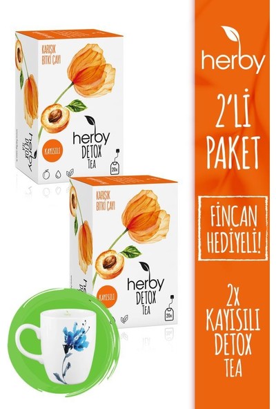 Herby Detox Kayısılı Tea Bitki Çayı Fincan Hediyeli x 2