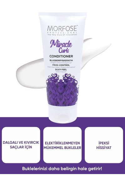 morfose Miracle Curls Yaban Mersini Ve Keratin Içeren Bukle Belirginleştirici Saç Bakım Kremi 200 Ml