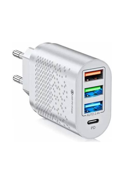 Polhammobile Ultra Hızlı 48W 3x Usb, 1x Pd Type C Girişli Şarj Başlığı, Yüksek Akım Korumalı Şarj Adaptörü Polhammobile Ultra Hızlı 48W 3x Usb, 1x Pd Type C Girişli Şarj Başlığı, Yüksek Akım Korumalı Şarj Adaptörü