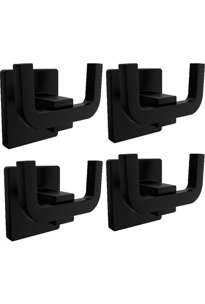 Fnd Home Siyah Kare Bornoz Çatal Askılık 4 Lü Takım