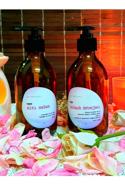 Saccura Dekor 2'li Bulaşık Deterjanı ve Sıvı Sabun Şişesi Pembe Etiketli 300 ml Sabunluk Seti Saccura Dekor 2'li Bulaşık Deterjanı ve Sıvı Sabun Şişesi Pembe Etiketli 300 ml Sabunluk Seti
