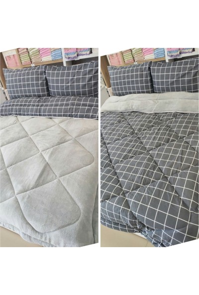 Ete Hometex Welsoft Pufidik Çift Yönlü Çift Kişilik Yorgan Kare Gri Antrasit 8696474000047