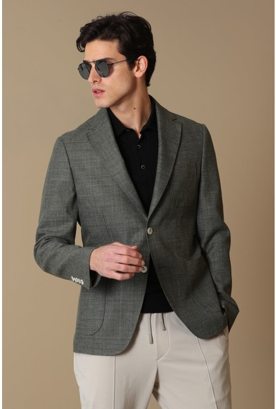 Lufian Lınen Spor Erkek Blazer Ceket Slim Fit Yeşil Lufian Lınen Spor Erkek Blazer Ceket Slim Fit Yeşil
