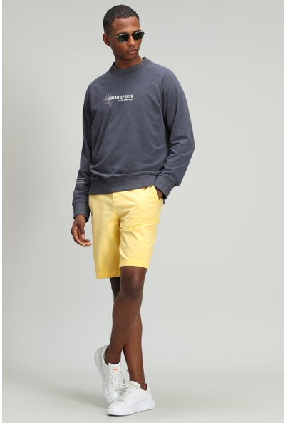 Lufian Zegler Spor Erkek Chino Şort Slim Fit Saks