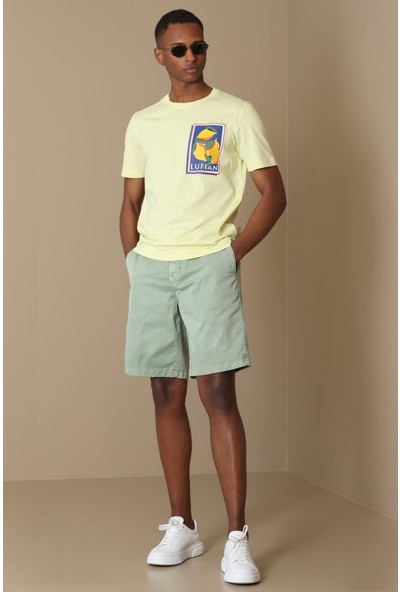 Lufian Zegler Spor Erkek Chino Şort Slim Fit Saks