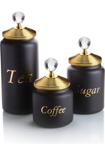 Referans Tasarım Mat Siyah Gold Altın Çay Kahve Şeker Tea Coffee Sugar Saklama Kavanozu Referans Tasarım Mat Siyah Gold Altın Çay Kahve Şeker Tea Coffee Sugar Saklama Kavanozu