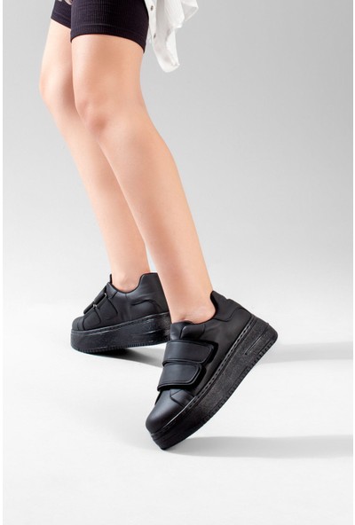 Mevese Kadın Siyah Yüksek Topuklu Spor Ayakkabı , Snekaer