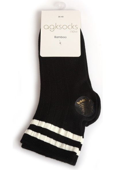 Çobanoğlu Agk Socks Kadın Siyah Çizgili Bambu Çorap 3'lü