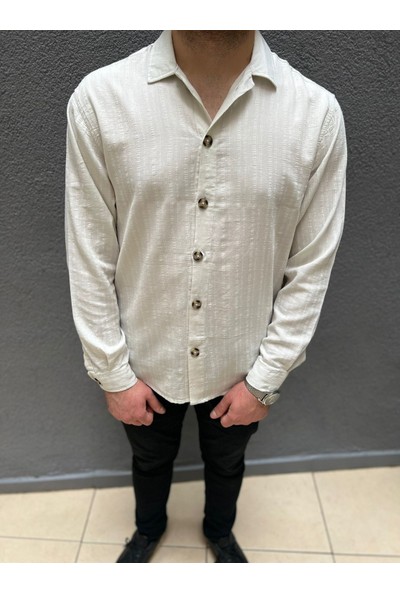 Manlyyonline Oversize Beyaz Pamuk Gömlek