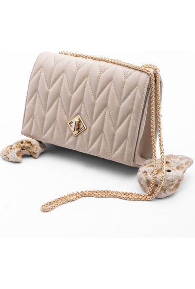 Marjin Kadın Altın Renkli Zincirli Omuz Çantası Delbin