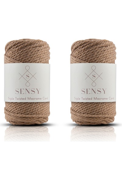Sensy Premium 3 Büküm 500 gr 2'li Set Makrome Ipi 3mm Üç Büküm Taranan Makrome Halat Ip Sütlü Kahve Sensy Premium 3 Büküm 500 gr 2'li Set Makrome Ipi 3mm Üç Büküm Taranan Makrome Halat Ip Sütlü Kahve
