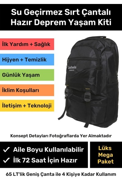 Lacheln Mega Paket Tam Kapsamlı Hazır Deprem Sırt Çantası Afet Için Ilk Yardım Büyük Acil Durum Yaşam Kiti Lacheln Mega Paket Tam Kapsamlı Hazır Deprem Sırt Çantası Afet Için Ilk Yardım Büyük Acil Durum Yaşam Kiti
