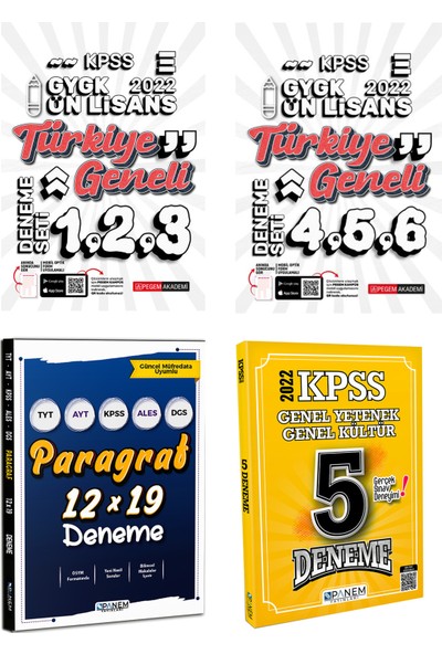 Pegem Akademi Yayıncılık KPSS Ön Lisans 6’ lı Deneme + Panem KPSS 5 Deneme + Paragraf Deneme Pegem Akademi Yayıncılık KPSS Ön Lisans 6’ lı Deneme + Panem KPSS 5 Deneme + Paragraf Deneme