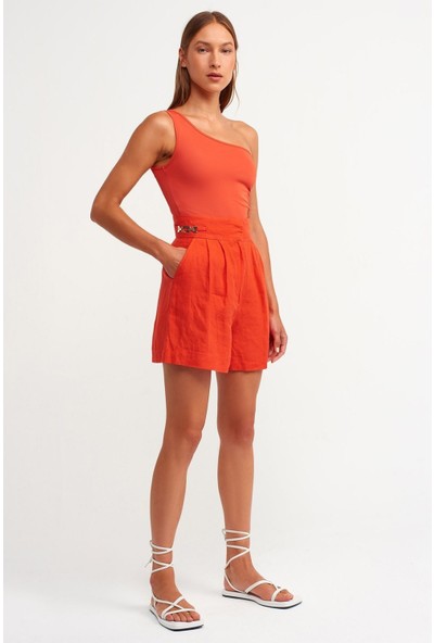 Dilvin Bordo Pileli Şort