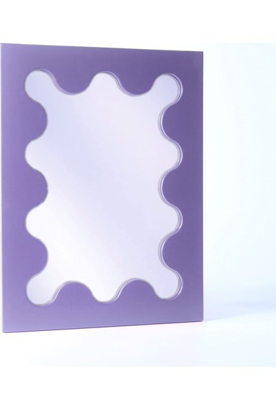 Farbelab Mm1 Dalgalı Kenarlı Lila Renkli Ahşap Dekoratif Ayna 24 x 32 cm