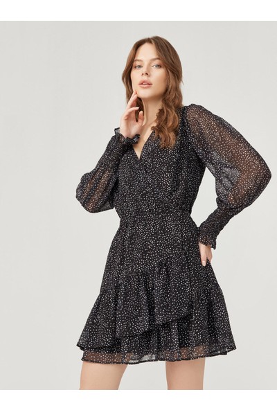 Xint Rahat Kesim Desenli Elbise