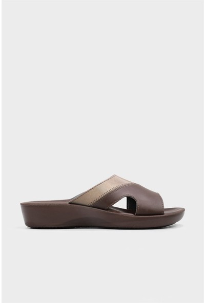 Ceyo Deri Ortopedik Bakır Kadın Terlik Parma-9