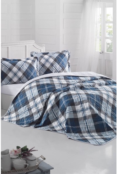 Clasy Ranforce Çift Kişilik Yatak Örtüsü Takımı Oxford Lacivert