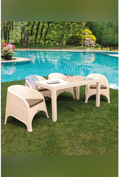 Çavdar Group Violet 90 x 150 cm Camlı Masa Olivia Krem 4'lü Bahçe Balkon Teras Masa Takımı Oturma Grubu Çavdar Group Violet 90 x 150 cm Camlı Masa Olivia Krem 4'lü Bahçe Balkon Teras Masa Takımı Oturma Grubu