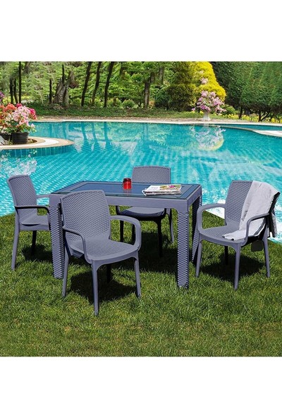 Çavdar Group Rattan 70 x 120 cm Camlı Bahçe Balkon Teras Masa Takımı 4'lü Sandalye Çavdar Group Rattan 70 x 120 cm Camlı Bahçe Balkon Teras Masa Takımı 4'lü Sandalye