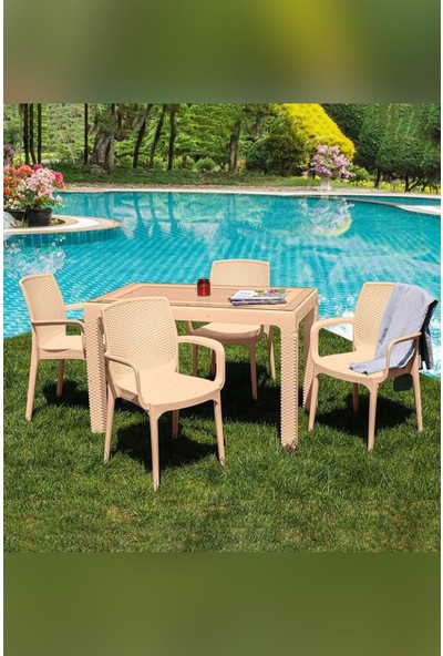 Çavdar Group Rattan 70 x 120 cm Camlı Bahçe Balkon Teras Masa Takımı 4'lü Sandalye Çavdar Group Rattan 70 x 120 cm Camlı Bahçe Balkon Teras Masa Takımı 4'lü Sandalye