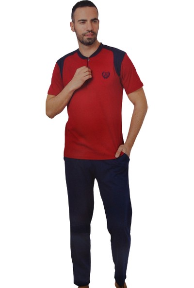 Ercan 086 Erkek Kısa Kol Kırmızı Pijama Takımı - M Ercan 086 Erkek Kısa Kol Kırmızı Pijama Takımı - M