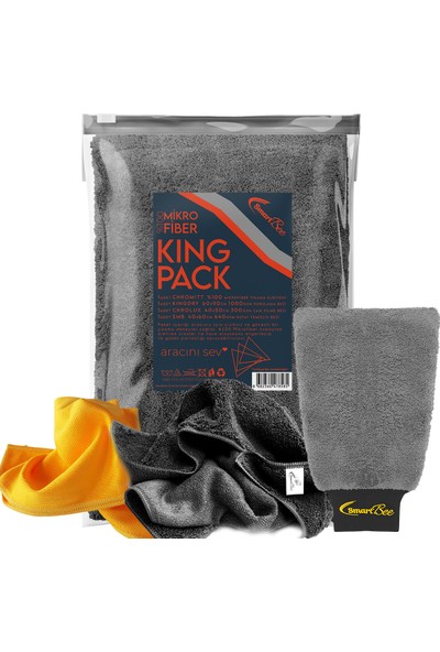 Smartbee Kingpack Mikrofiber Oto Yıkama Paketi Antrasit
