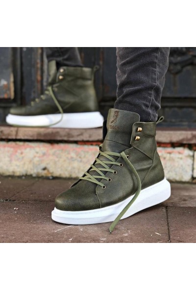 Pabucmarketi Erkek Ayakkabı Yüksek Taban Ayakkabı Haki