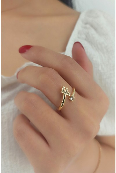 ÇLK Accessories Taşlı F Harf Yüzük Taşlıharfyüzükf