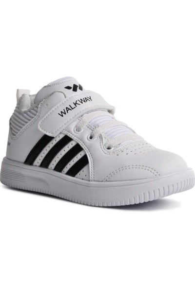 Pabucmarketi Beyaz-Siyah Bantlı Çocuk Spor Ayakkabı