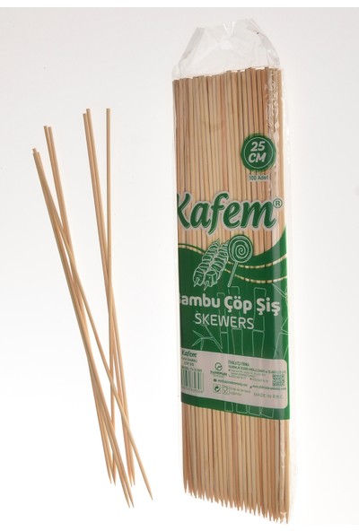 Kafem Çöp Şiş Bambu 25 cm 100'lü Kafem Çöp Şiş Bambu 25 cm 100'lü